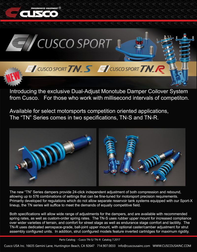Cusco SPORT TN_S and SPORT TN_R - Cusco Suspension Systems